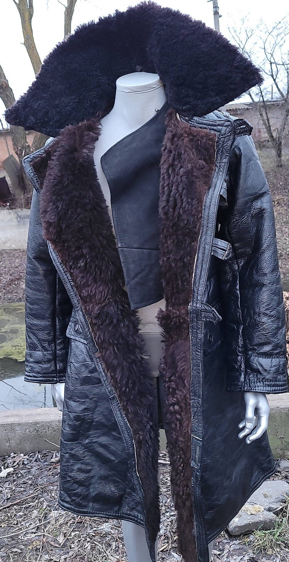 Vintage Rare Leather Fur Coat Soviet Navy USSR Navy - Etsy