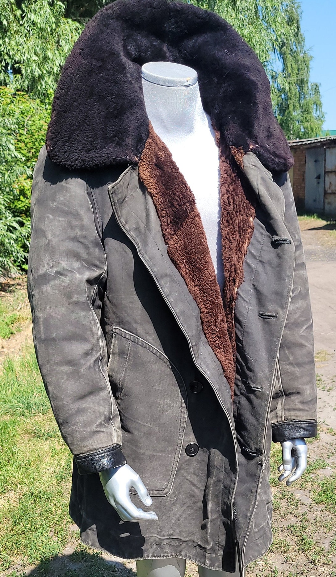 Vintage Combat Coat Made Natural Sheepskin Pilot USSR Technician - Etsy