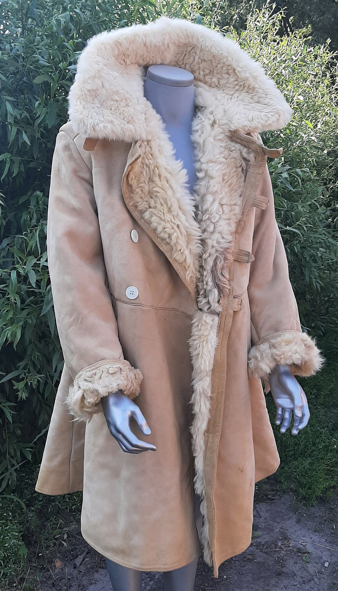 Vintage Rare Military Soviet Fur Coat Natural Sheepskin Officers ...