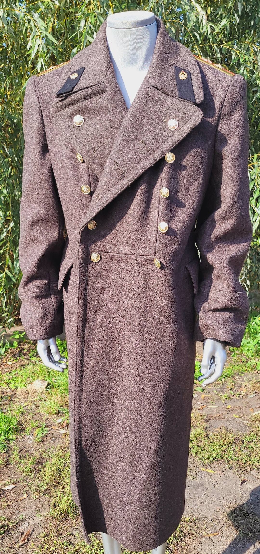 Vintage Wool Long Overcoat, Classic Old-era Double-breasted Style, Rare ...