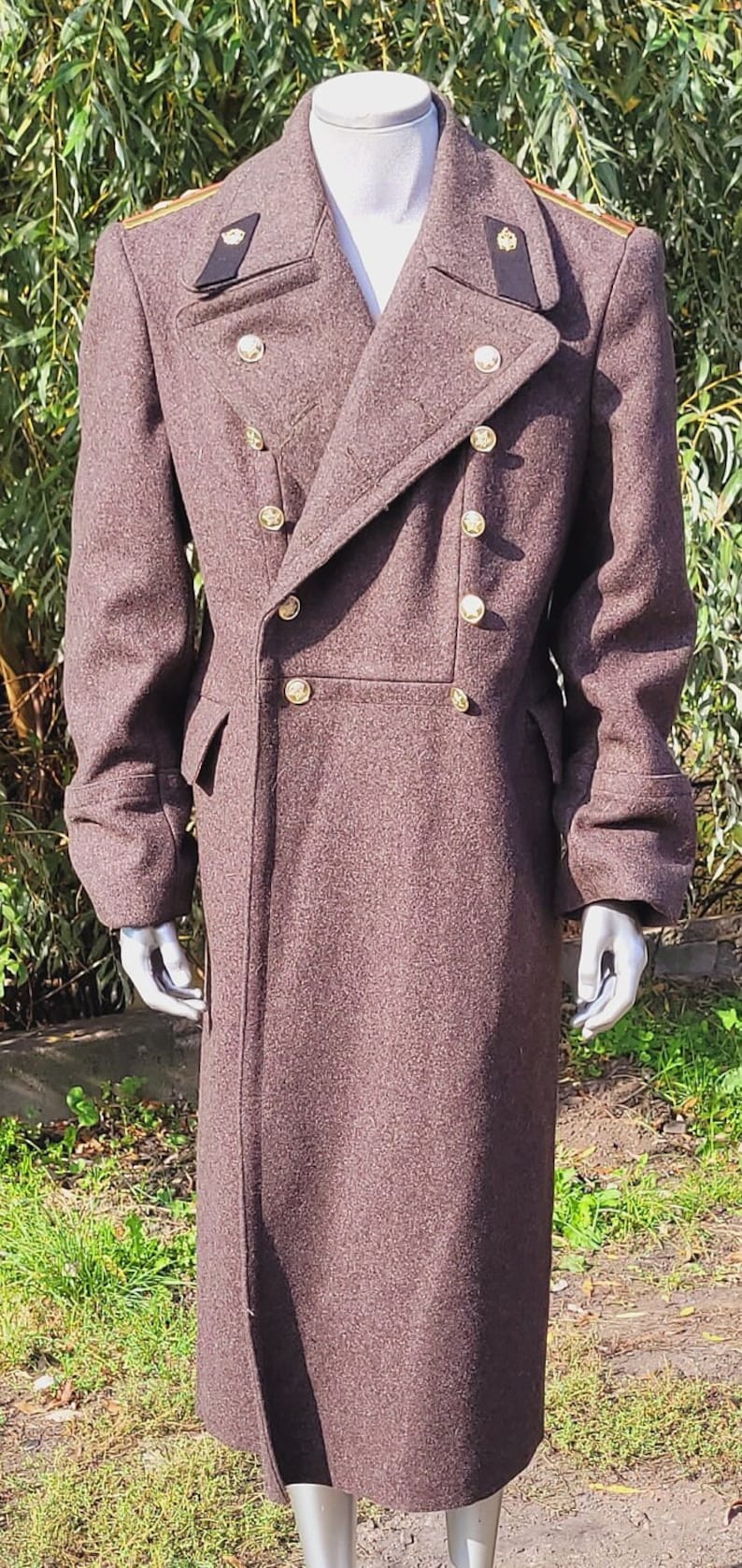 Vintage Wool Long Overcoat, Classic Old-era Double-breasted Style, Rare ...