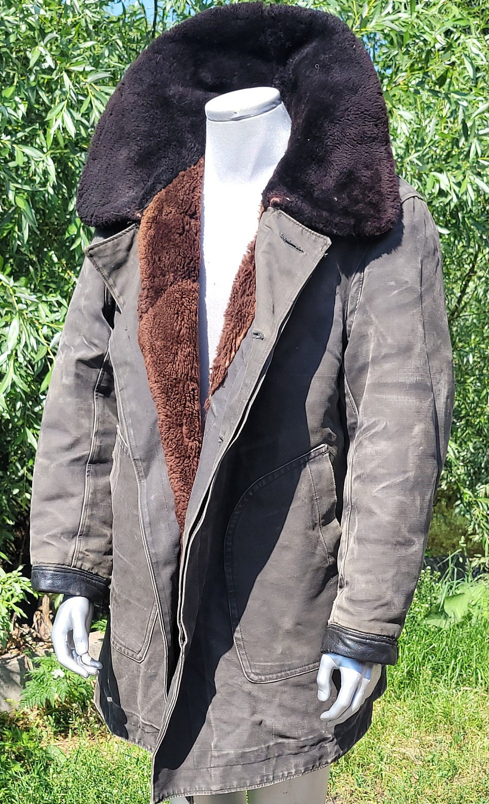 Vintage Combat Coat Made Natural Sheepskin Pilot USSR Technician - Etsy