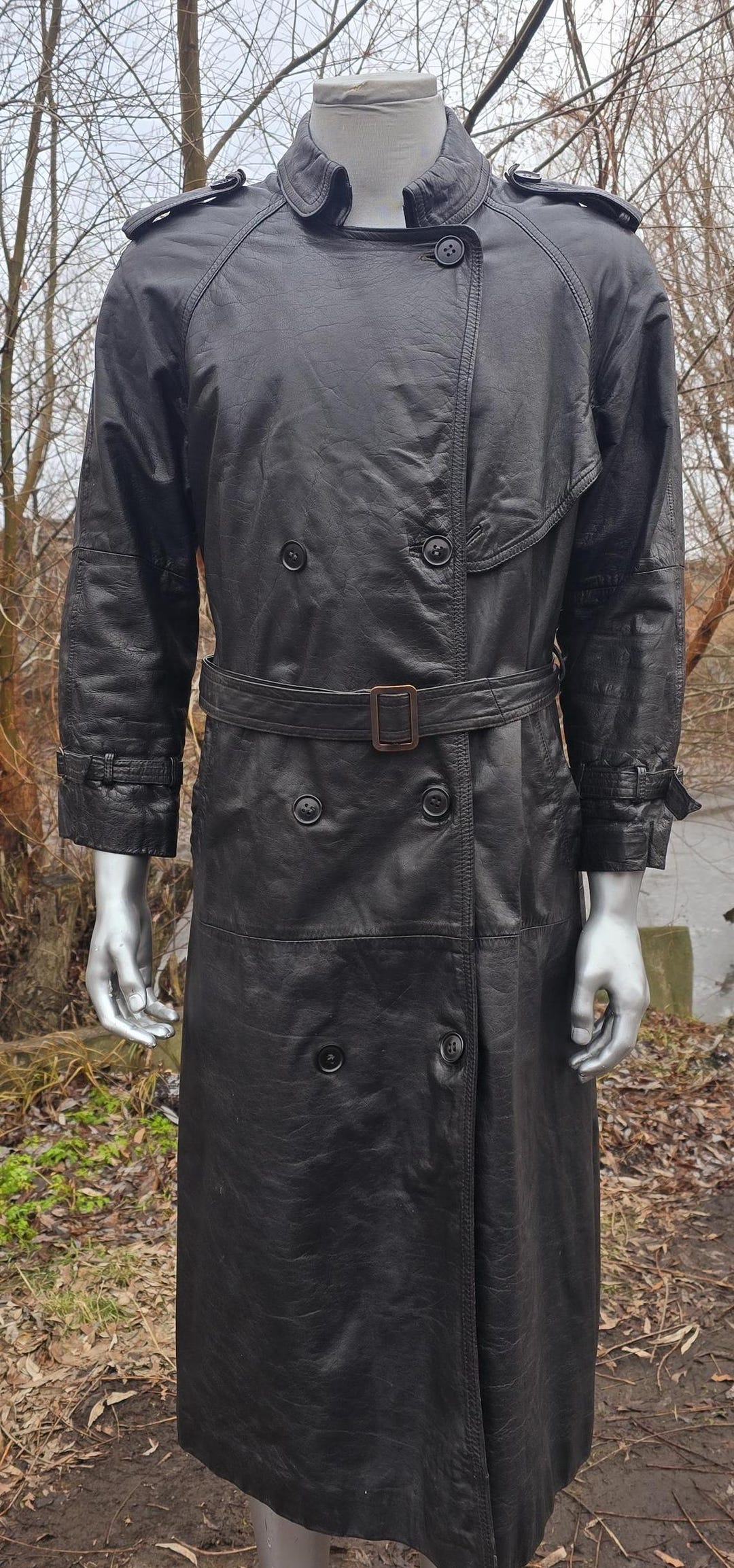 Vintage Military Leather Women's Coat KGB USSR - Etsy