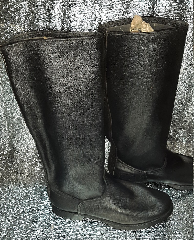 Vintage Kirza Tall Black Boots, Classic Retro Footwear Rare Collectible ...
