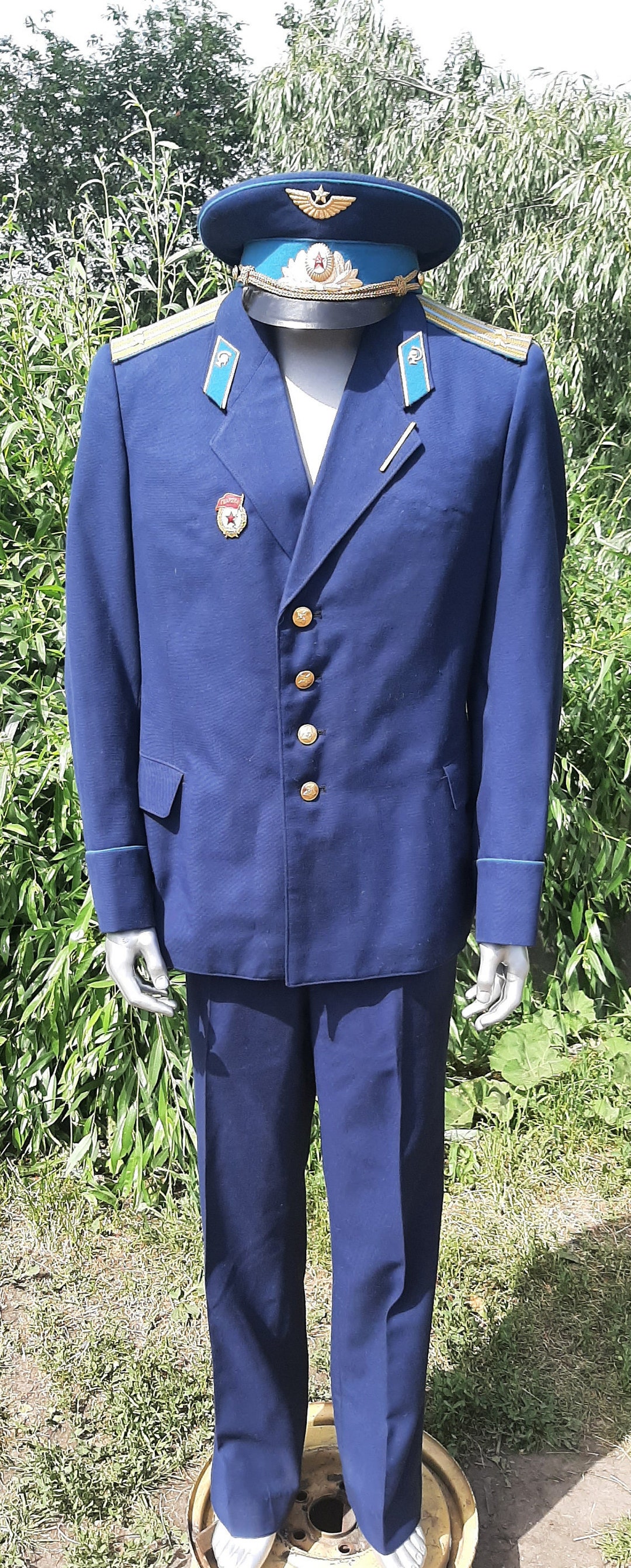 Vintage Blue Formal Suit With Cap, Rare 1980s Style Set, Elegant ...