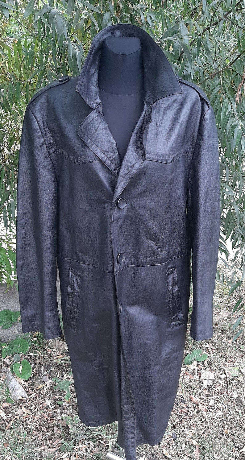 Soviet Army Military Black Leather Cloak KGB USSR - Etsy
