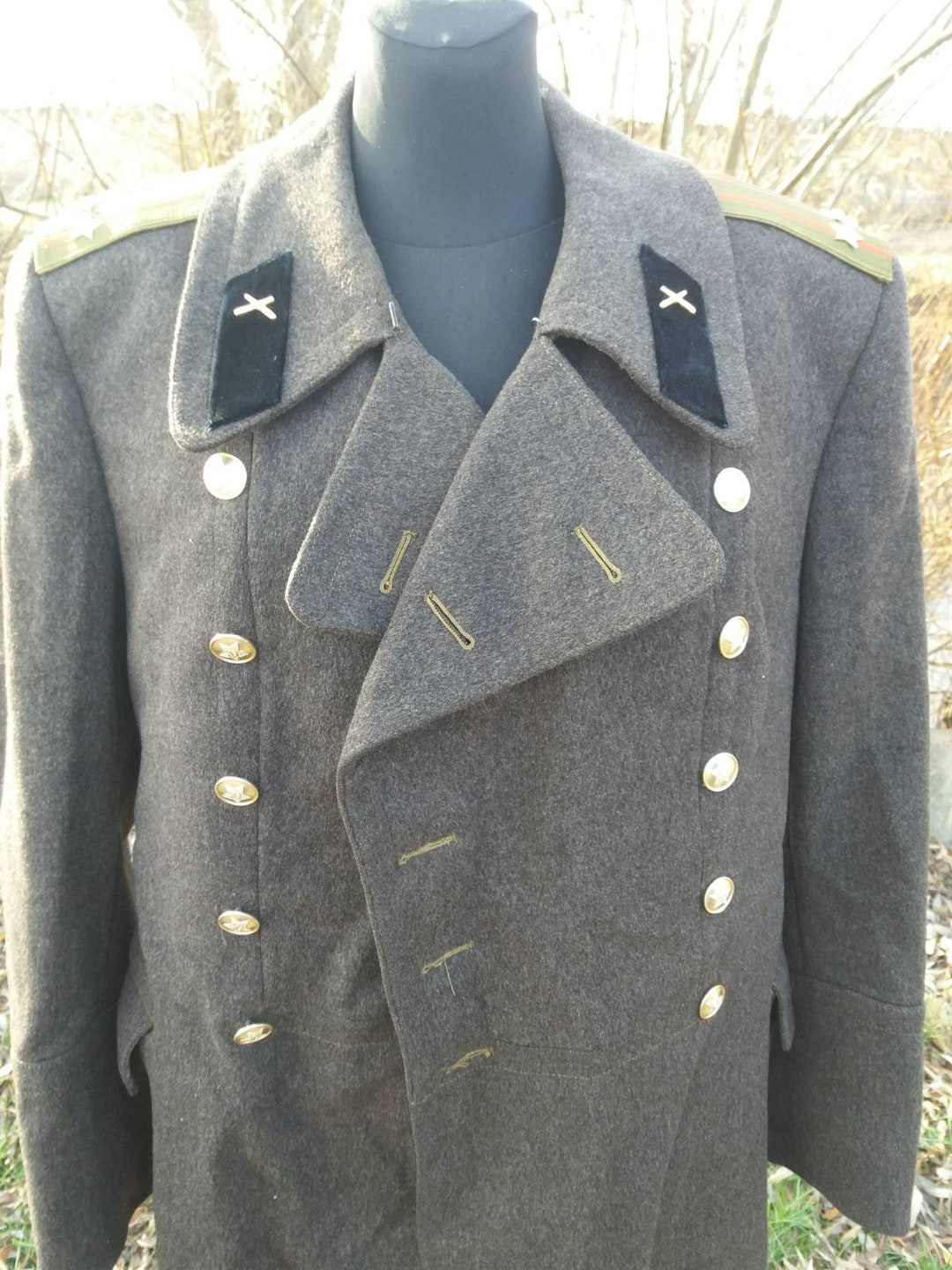 Vintage Wool Overcoat, Original Old-era Brown Double-breasted Coat ...