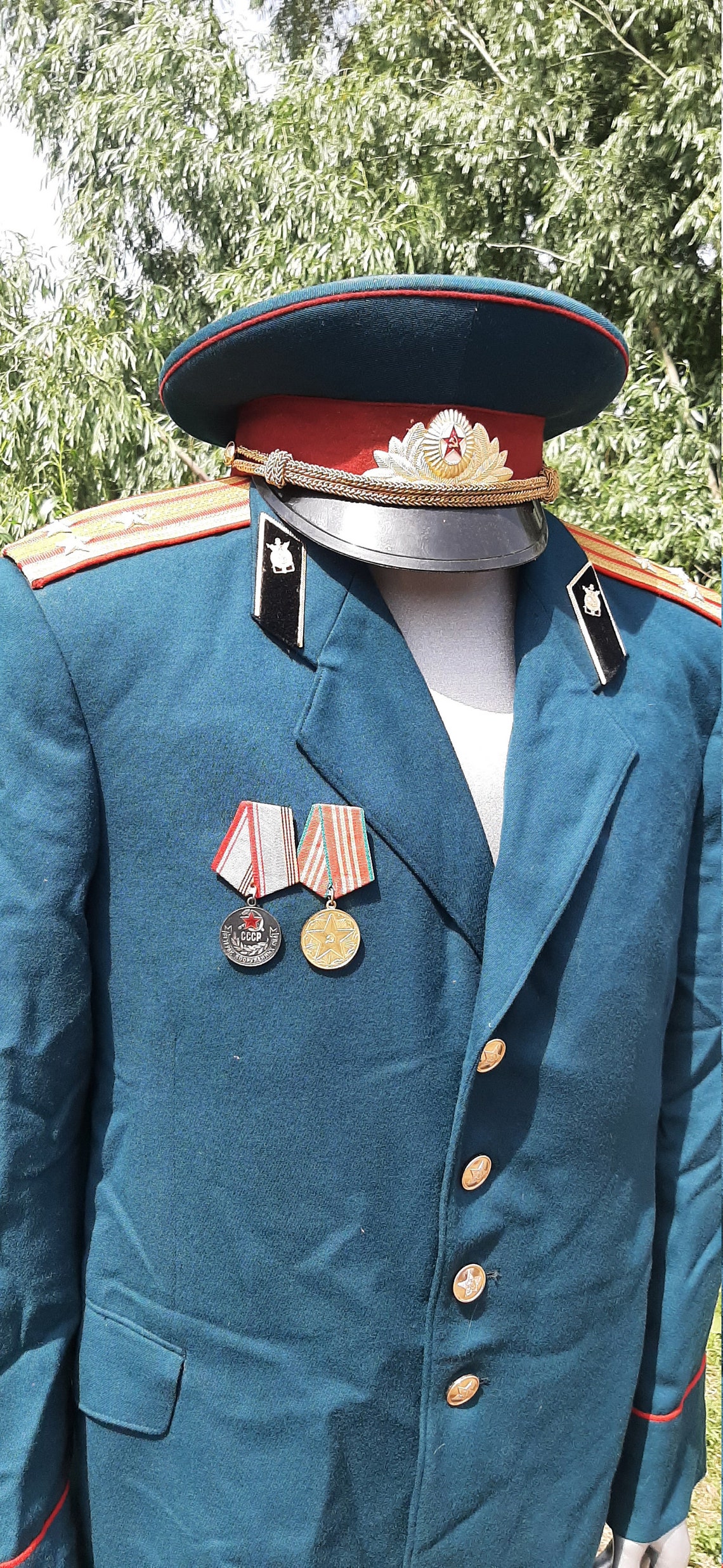 Soviet military dress uniform with cap with red piping plus 2 | Etsy