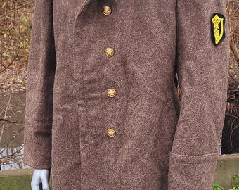 Vintage Soviet Officer Army Wool Coat Double Breasted Overcoat USSR ...