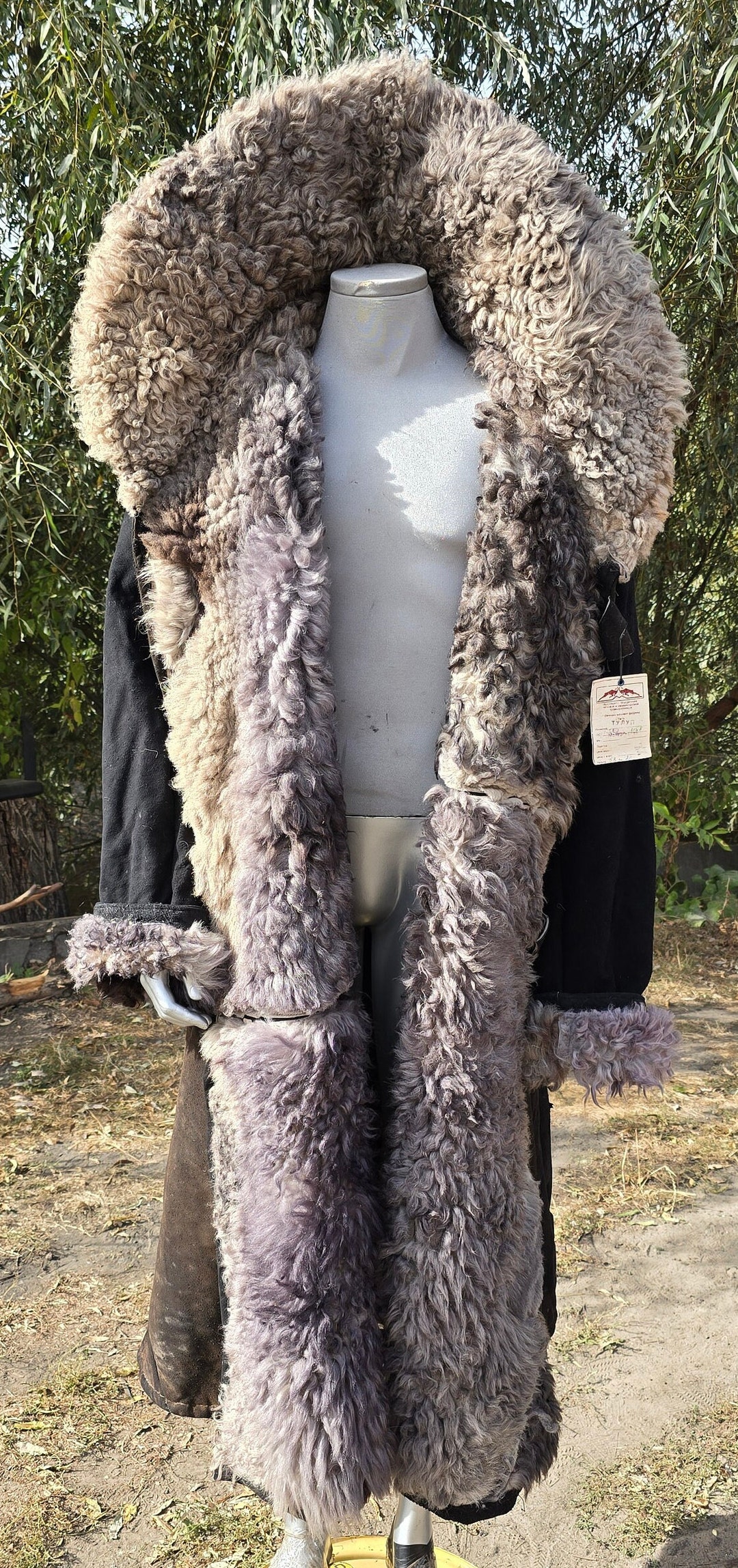 Vintage Rare Fur Coat Northern Military TULUP Natural Sheepskin USSR ...