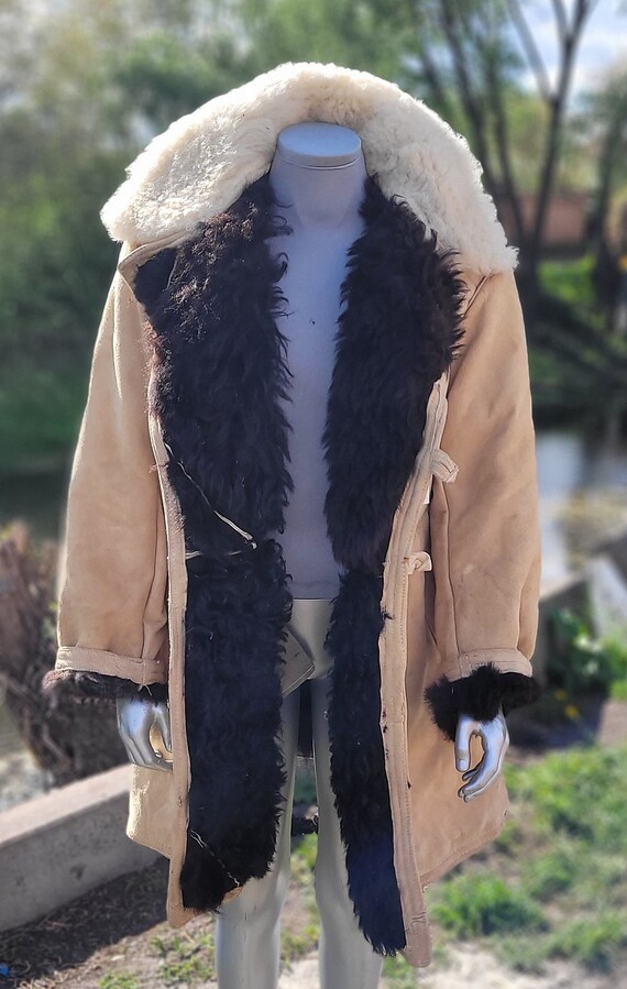 Soviet military rare fur coat natural sheepskin army … - Gem