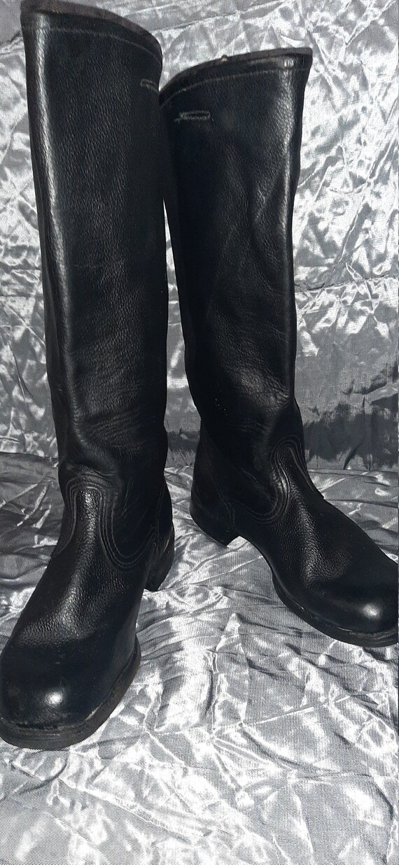 Leather boots for riding the Soviet Army Officer Yuft… - Gem
