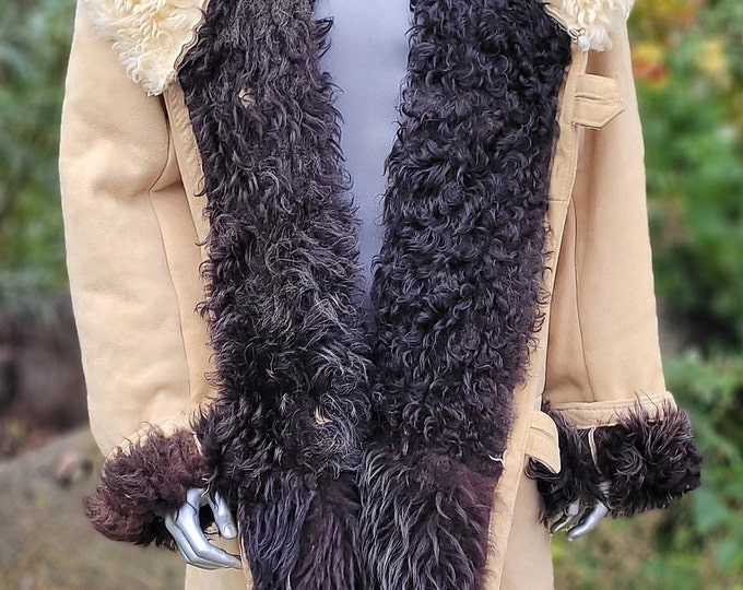 Vintage Rare Military Fur Coat Made Natural Sheepskin Huge Heavy TULUP ...