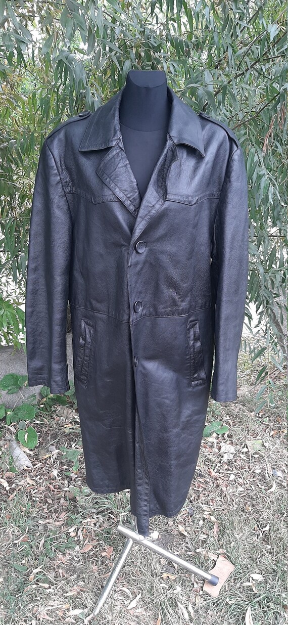 Soviet Army Military Black Leather Cloak KGB USSR | Etsy