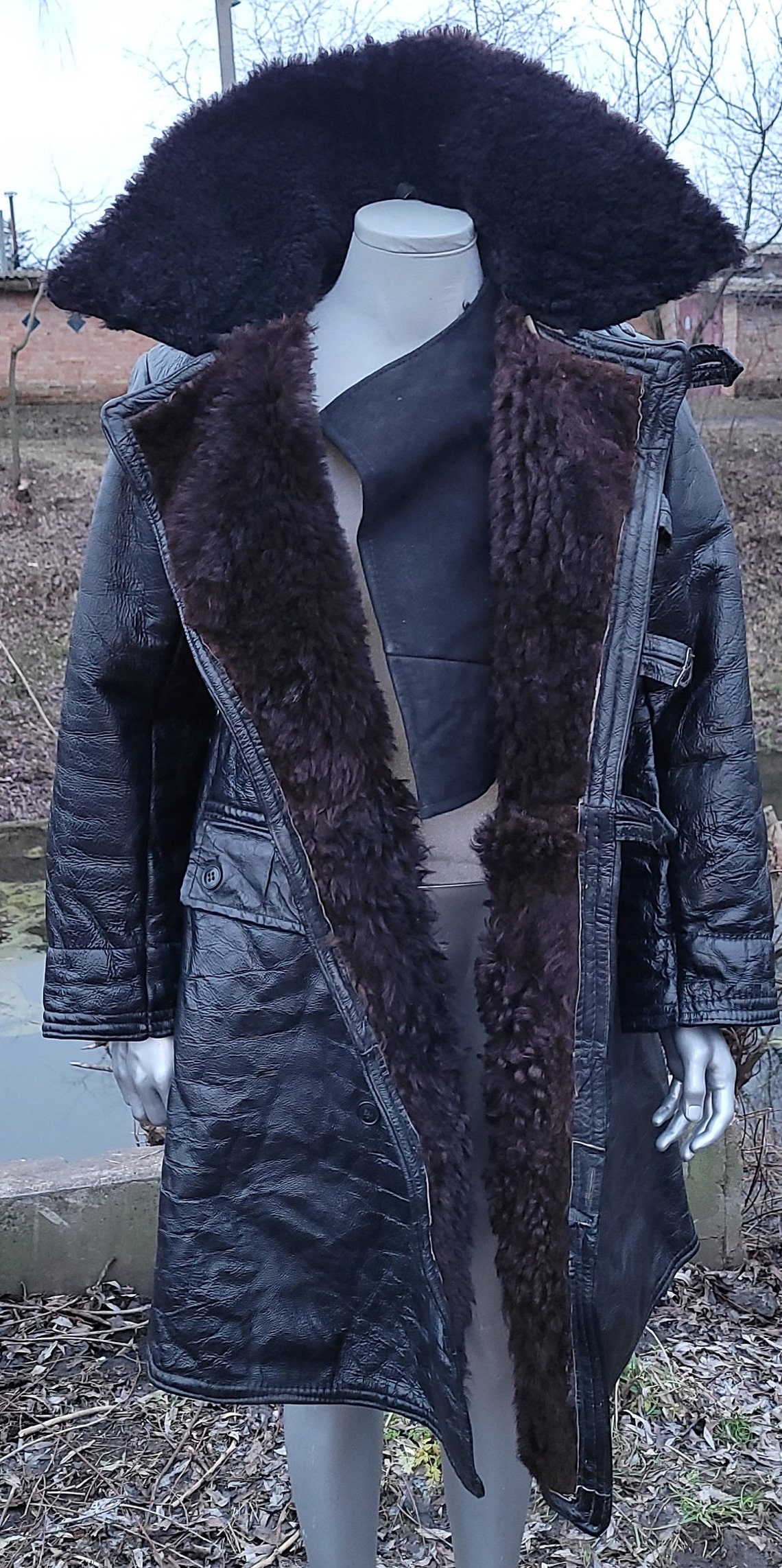 Vintage Rare Leather Fur Coat Soviet Navy USSR Navy - Etsy