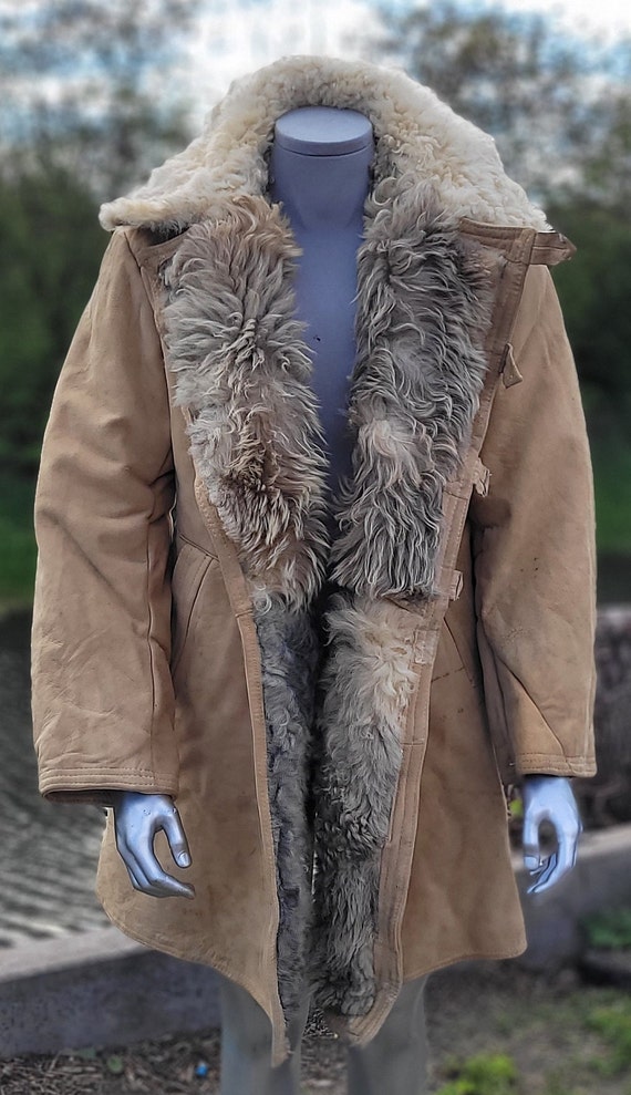 Vintage Rare Soviet Military Fur Coat Genuine Sheepsk… - Gem