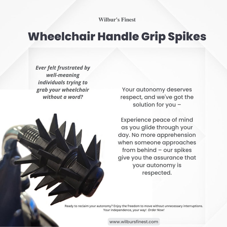 Wheelchair Handle Grip Spikes for Personal Safety, Bolt on & Removable ...