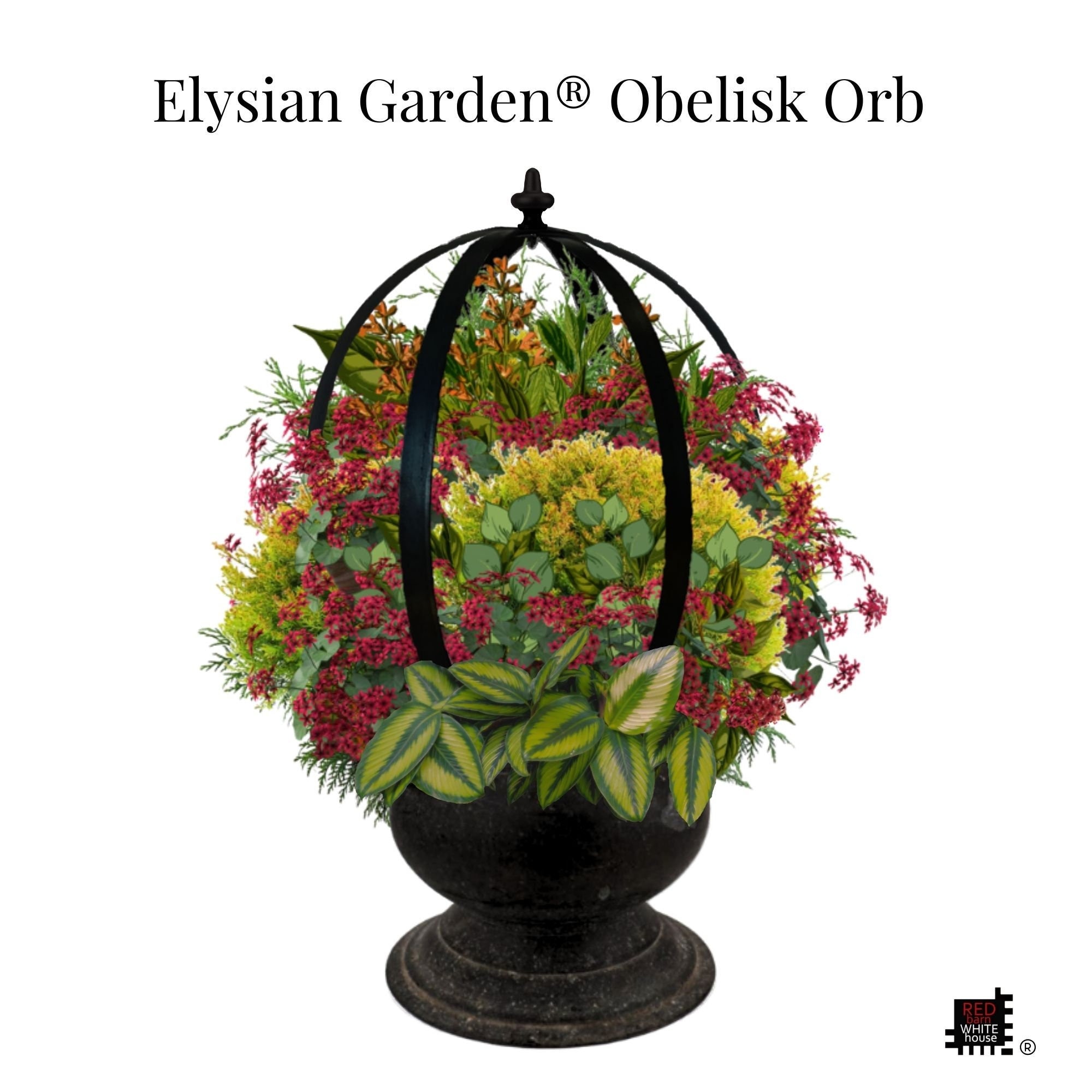 Large - Elysian Garden® Obelisk Orb: Containing 3 Hoops, Powder-coated ...