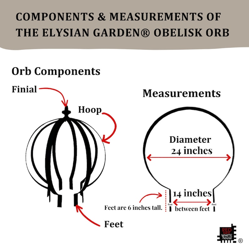 Large - Elysian Garden® Obelisk Orb Collection: Containing 4 Hoops ...