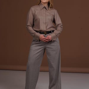 Luxury 100% Merino Wool Shirt for Women - Trendy Mocha Mousse Brown ...