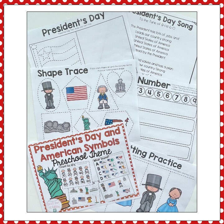 President's Day and American Symbols Preschool Theme - Etsy