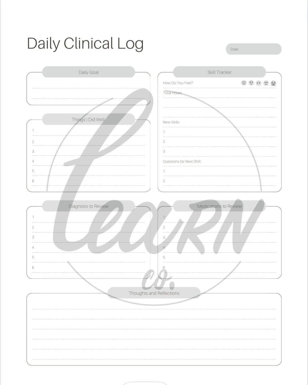 Daily Clinical Log for Nursing Students Nursing School Nursing ...