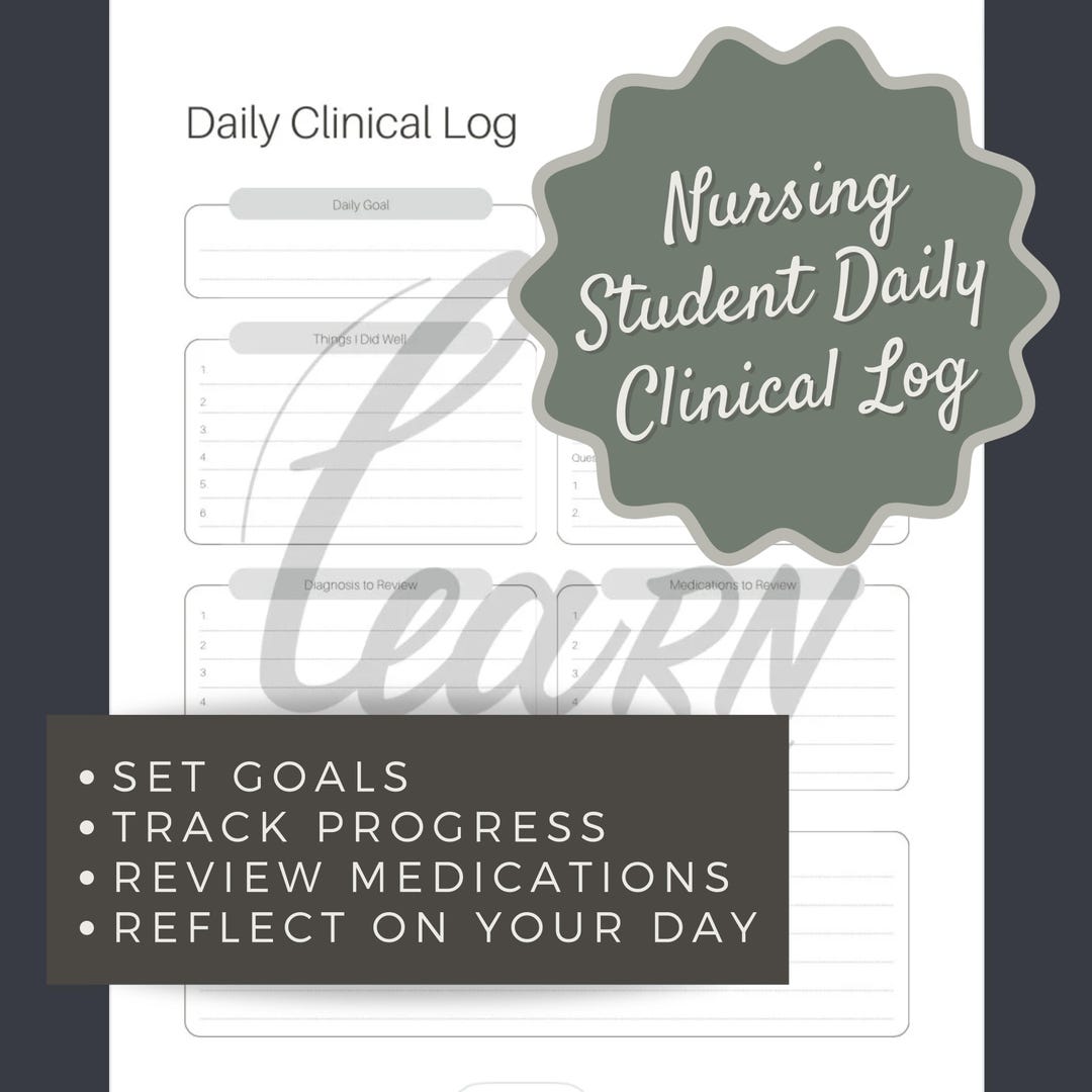 Nursing Student Daily Clinical Log: Printable Study Guide (PDF) - Etsy