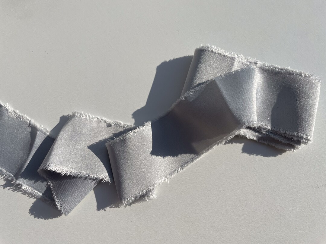 Satin Hand Torn Ribbon Luxury Silver Bouquet Ribbon | Satin Raw Edge ...