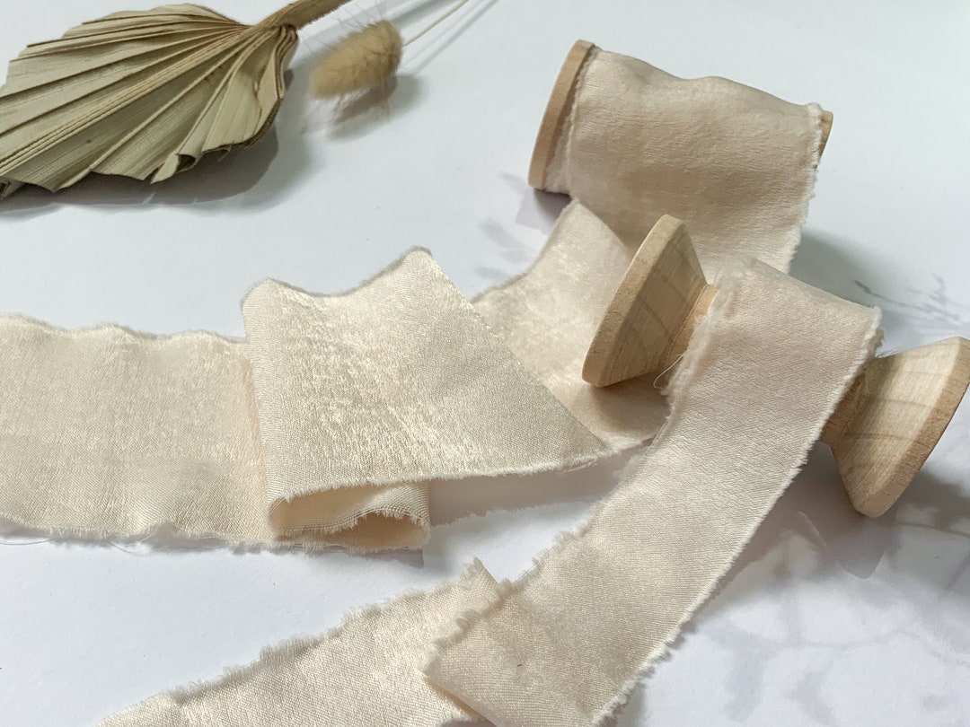 Chiffon Hand Torn Ribbon Shimmer Finish Champagne Bouquet Ribbon ...
