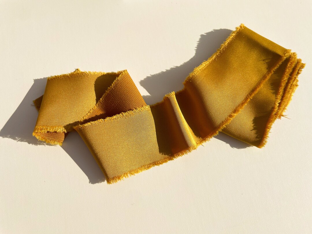 Satin Hand Torn Ribbon Luxury Antique Gold Bouquet Ribbon | Satin Raw ...