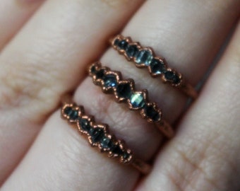 Raw Dainty Multi Stone Copper Ring | Etsy