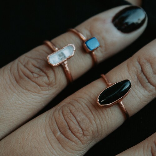 Dainty Stone Copper Ring | Etsy