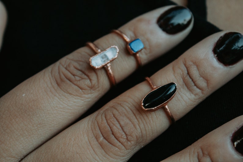 Dainty Stone Copper Ring | Etsy