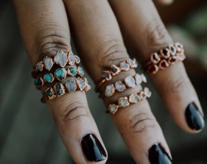 Multi Raw Stone Copper Ring - Etsy