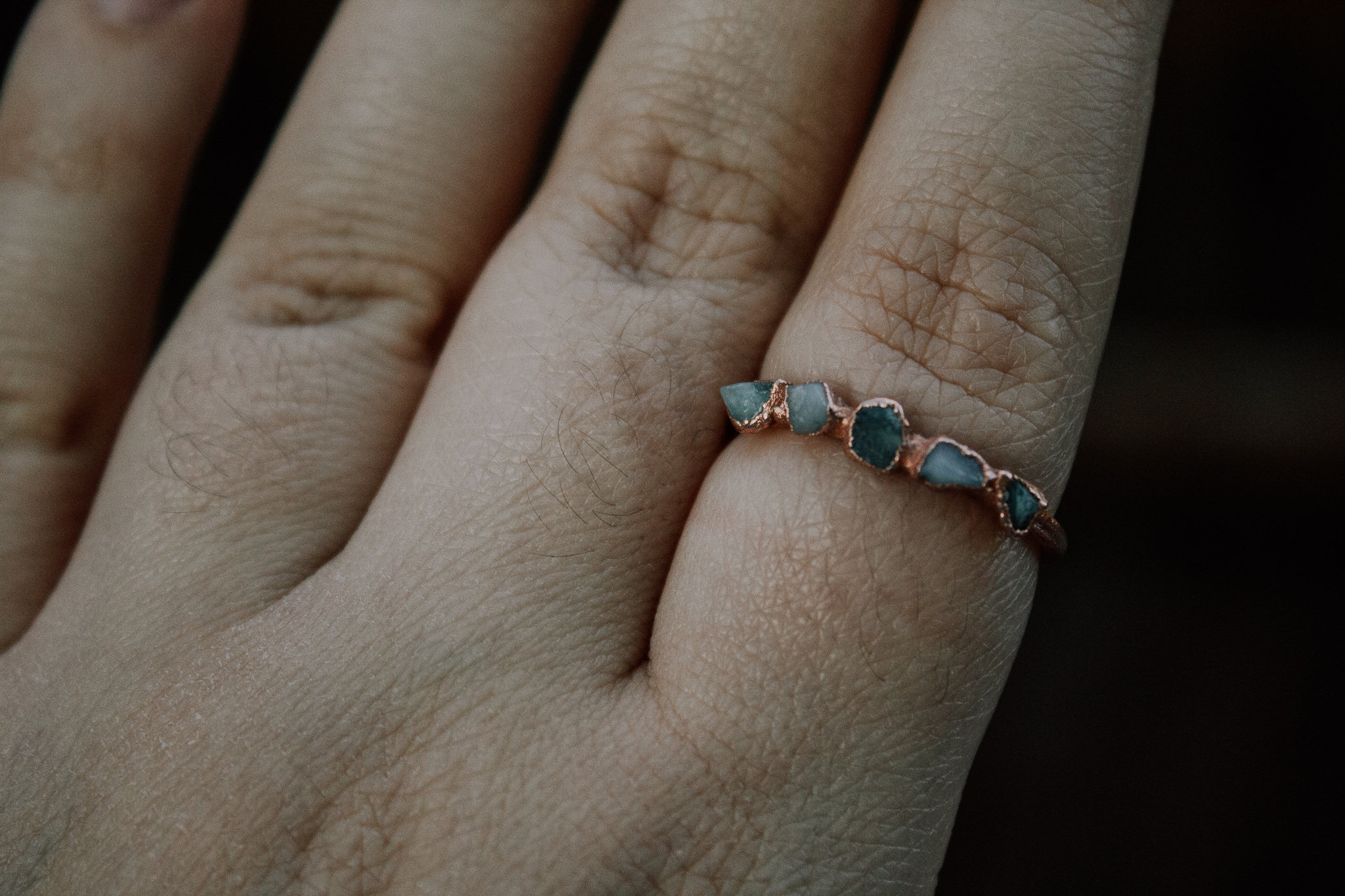 Raw Dainty Multi Stone Copper Ring - Etsy