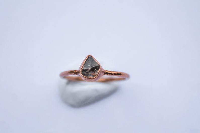 Dainty stone copper ring | Etsy