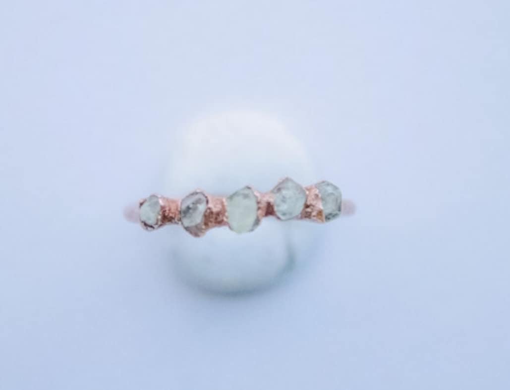 Raw Dainty Multi Stone Copper Ring - Etsy