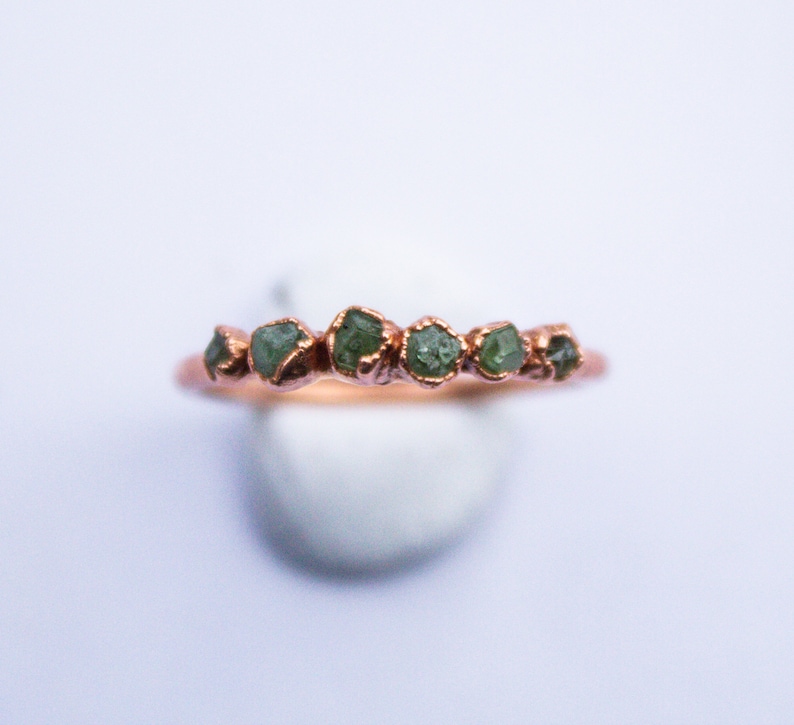 Raw Dainty Multi Stone Copper Ring - Etsy