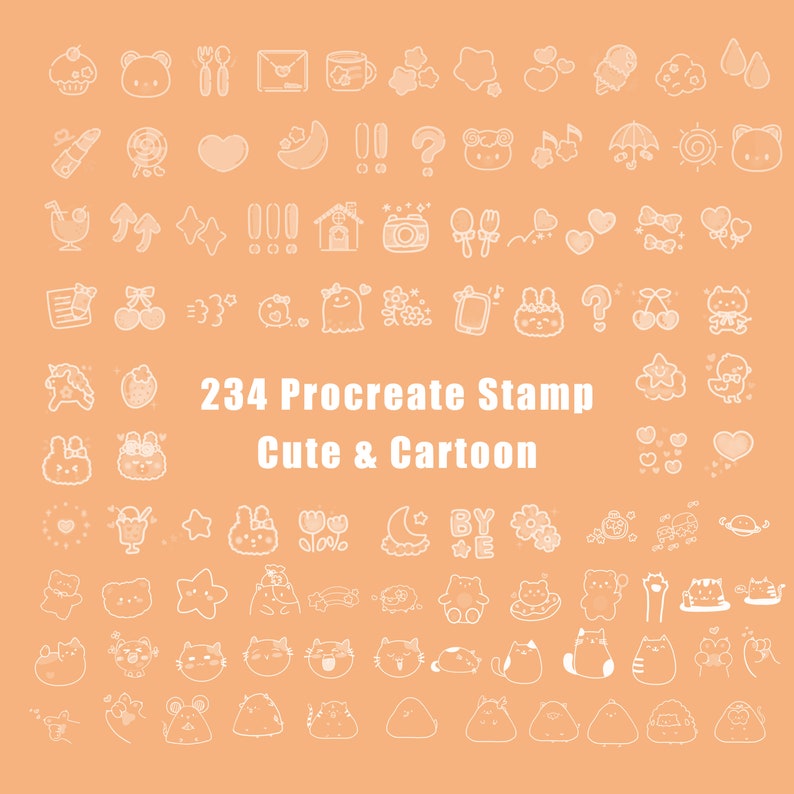 234 Procreate Cute Stamps Procreate Cartoon Stamps Anime - Etsy