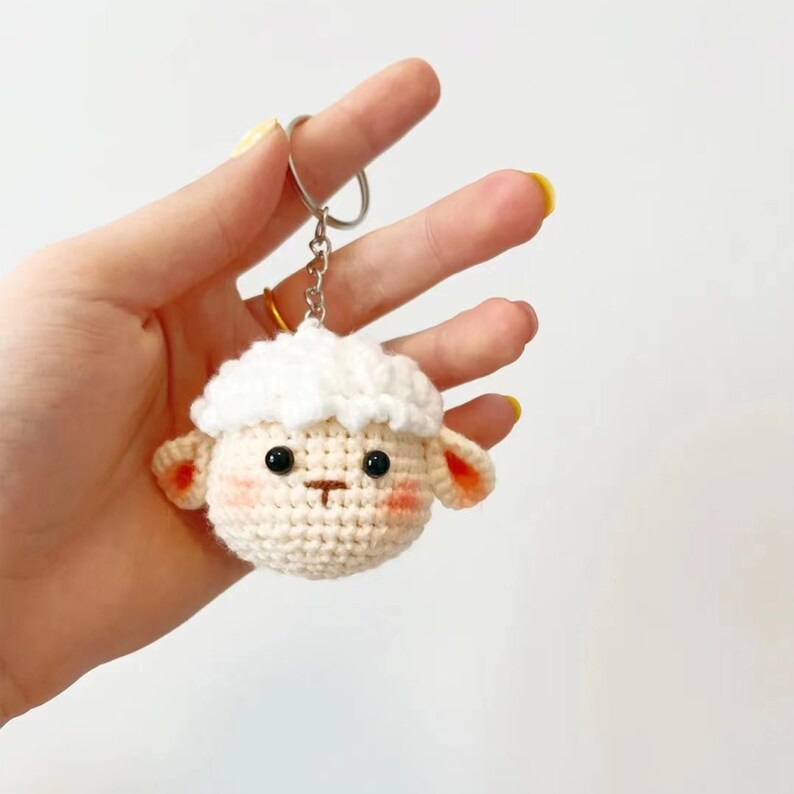 Mini Crochet Animals Cute Little Sheep Head Key Chain CROCHET | Etsy