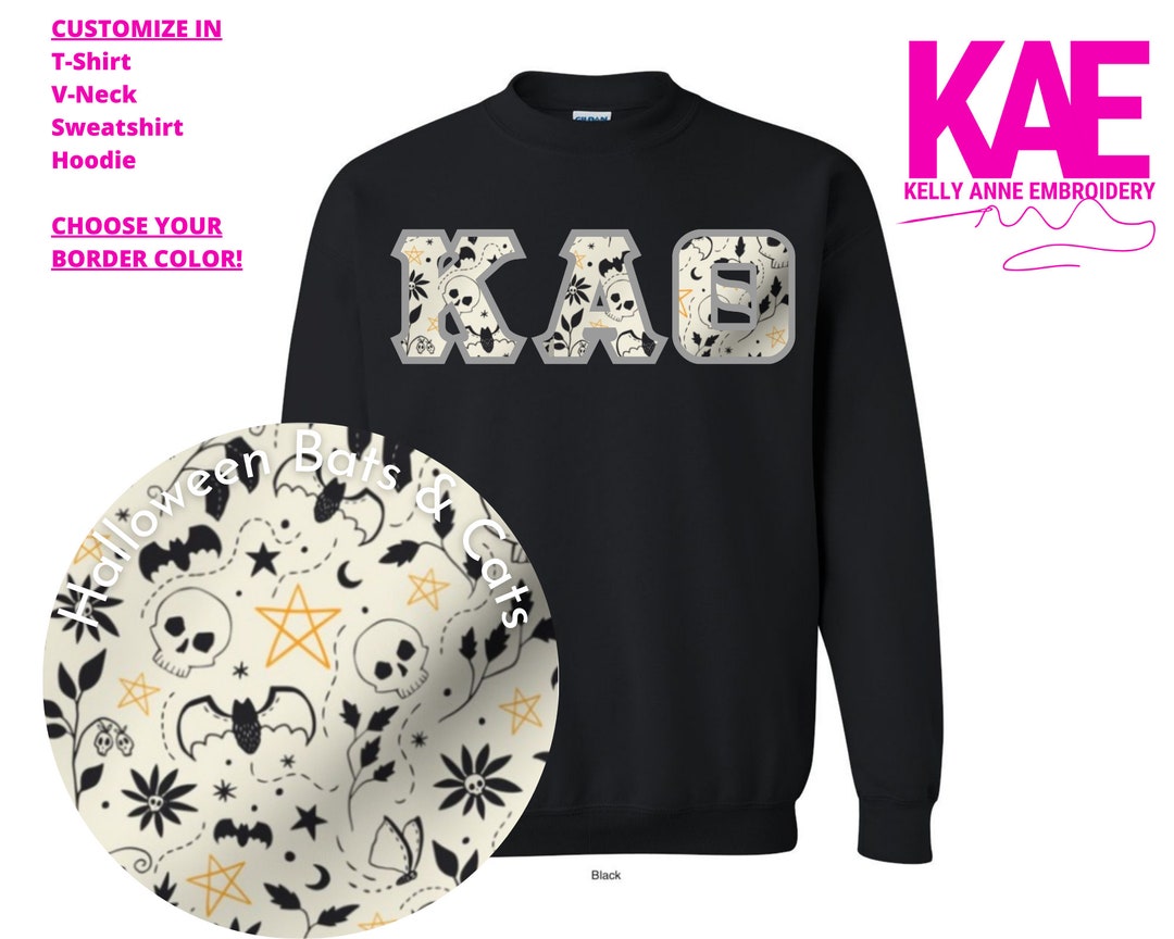 Halloween Bats & Cats Greek Letter Shirt Greek Letter Sweatshirt Custom ...