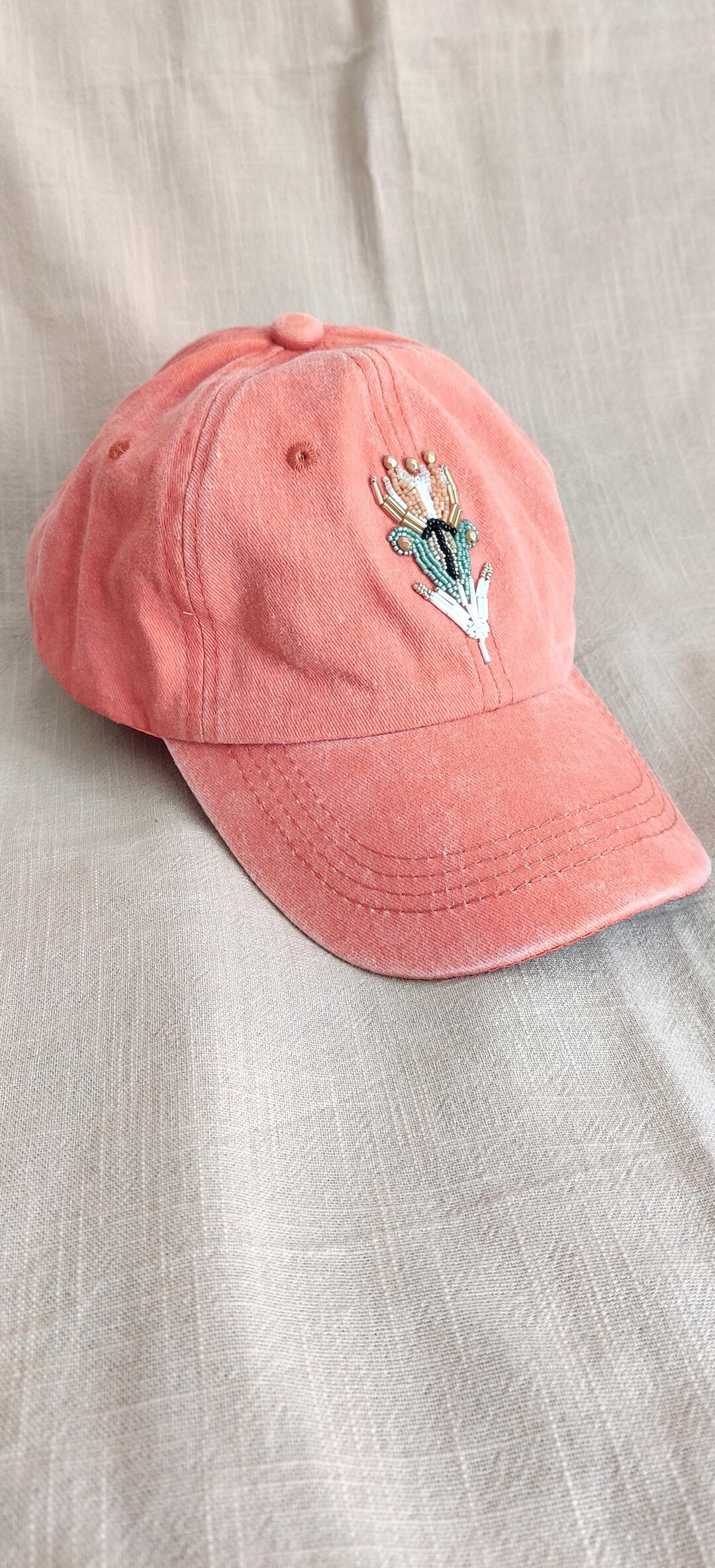 Beaded Papyrus Lotus Baseball Cap- Handmade Egyptian Inspired Hat ...