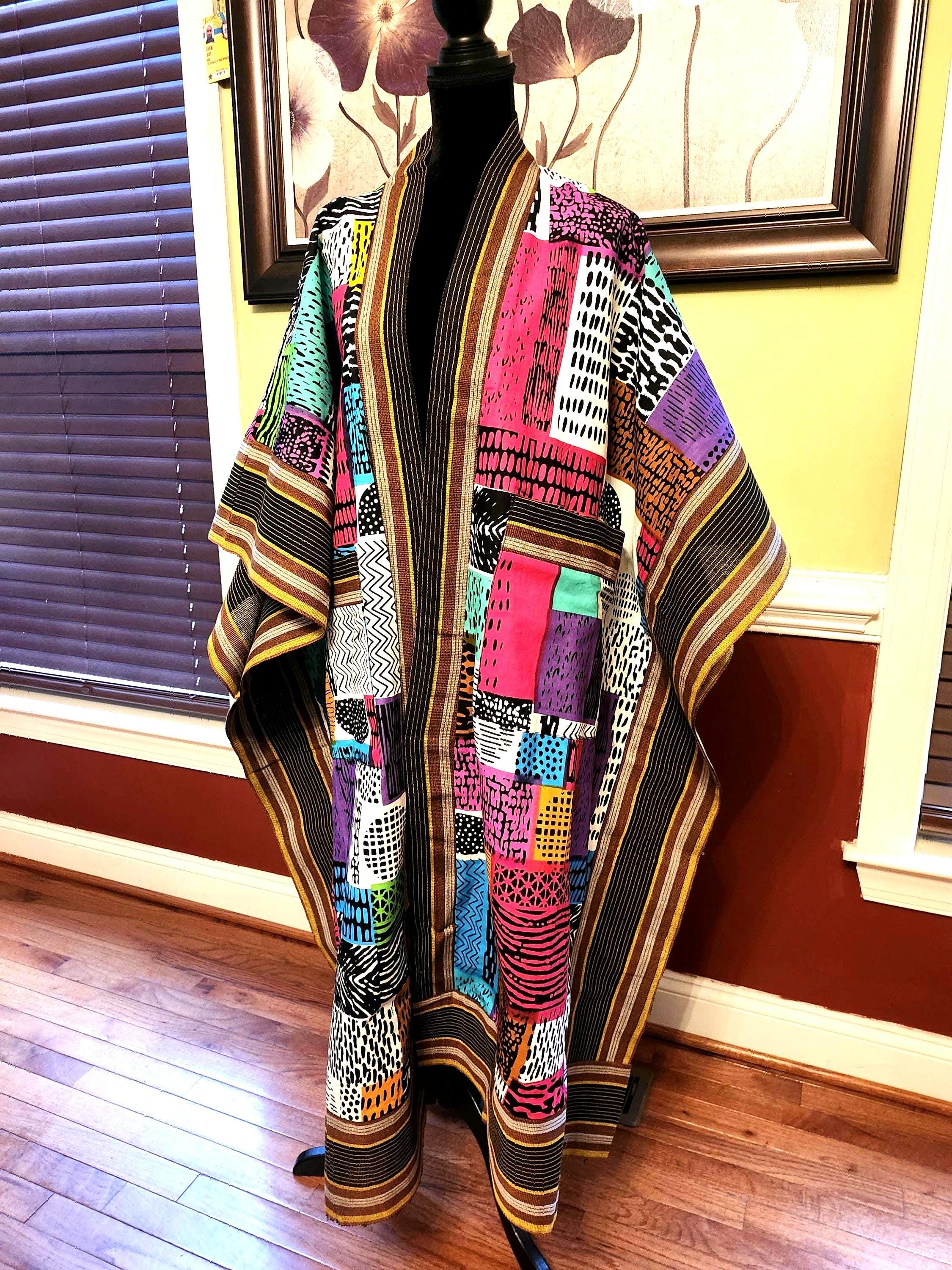 Heritage Luxe Kimono – Ankara X Aso Oke Fusion - Etsy