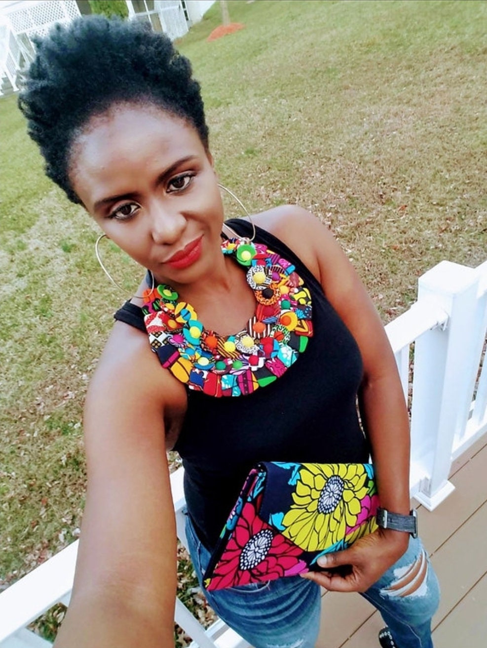 African Button Necklace - Multicolor - Etsy