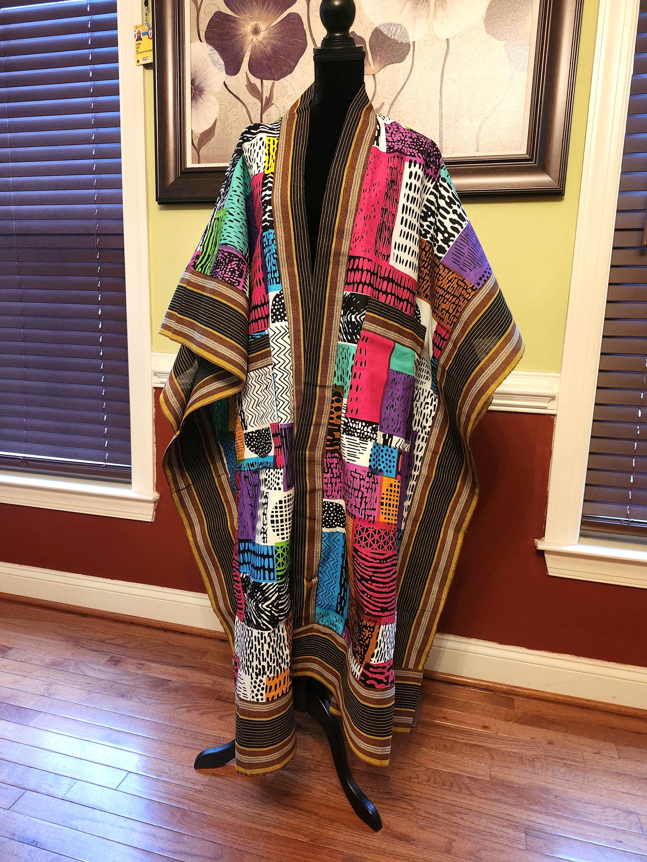 Heritage Luxe Kimono – Ankara X Aso Oke Fusion - Etsy