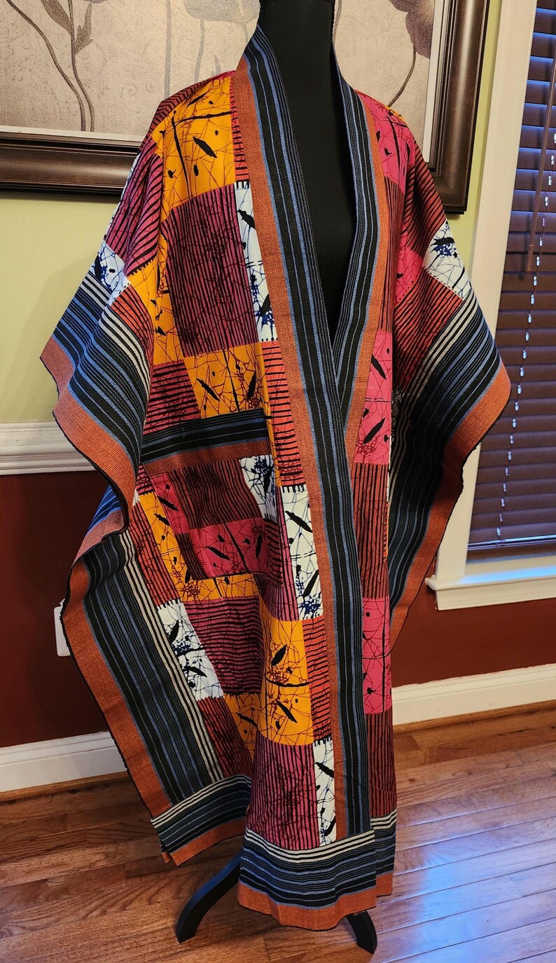 Heritage Luxe Kimono – Ankara X Aso Oke Fusion - Etsy