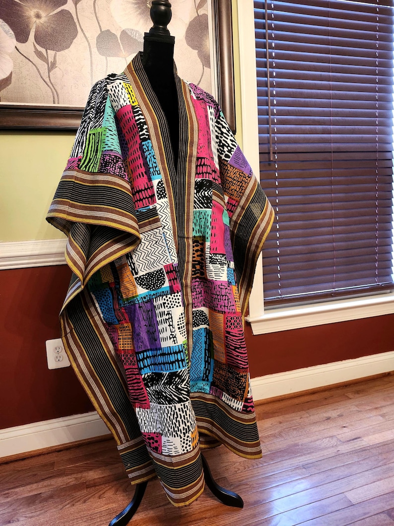 Heritage Luxe Kimono – Ankara X Aso Oke Fusion - Etsy