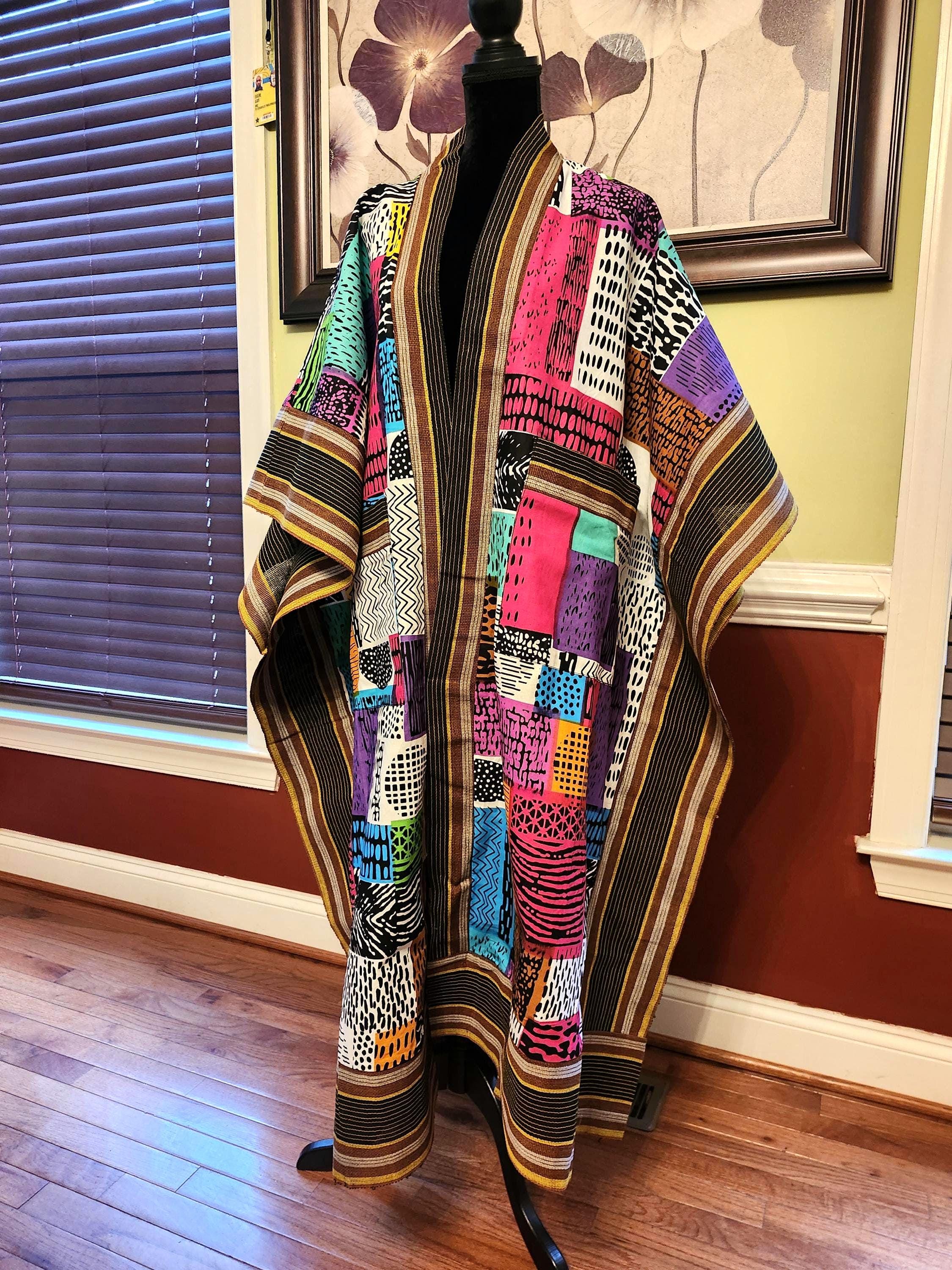 Heritage Luxe Kimono – Ankara X Aso Oke Fusion - Etsy