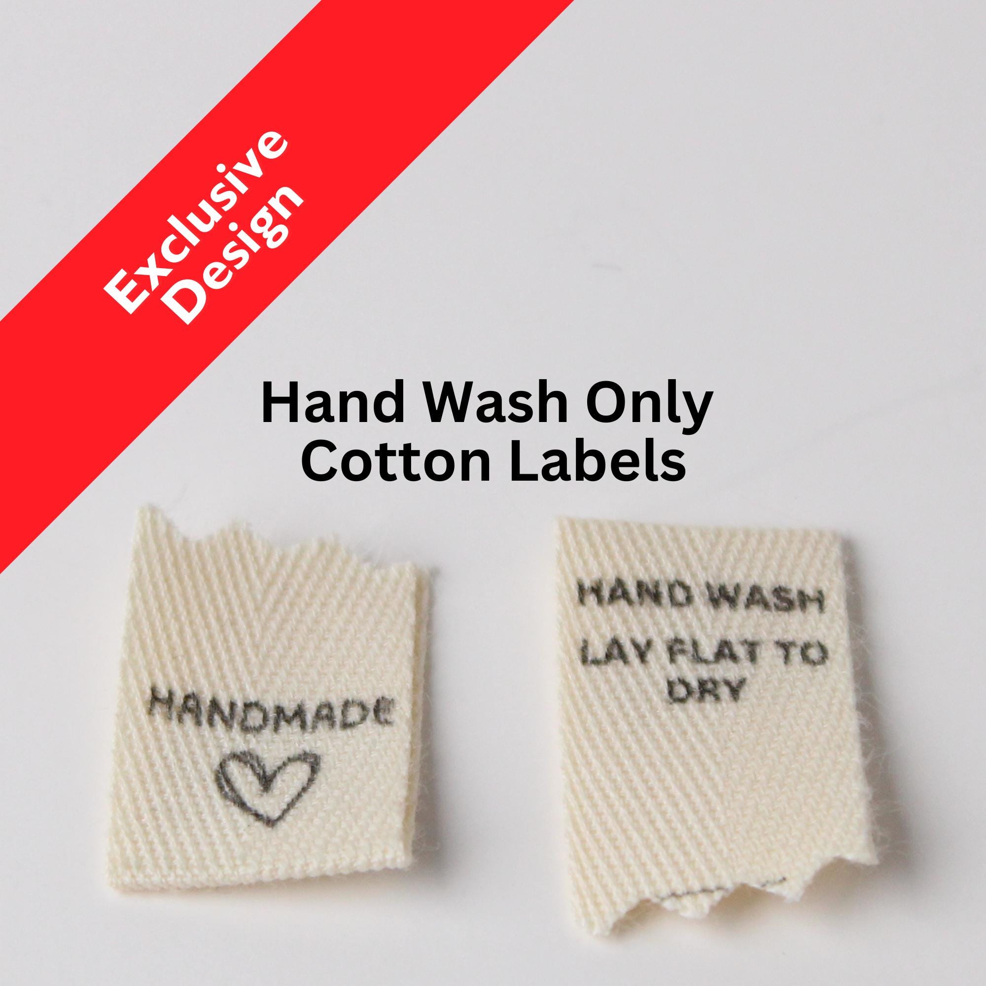 1/2-in. Hand Wash Only Clothing Labels | Set of 5 Organic Cotton Care ...