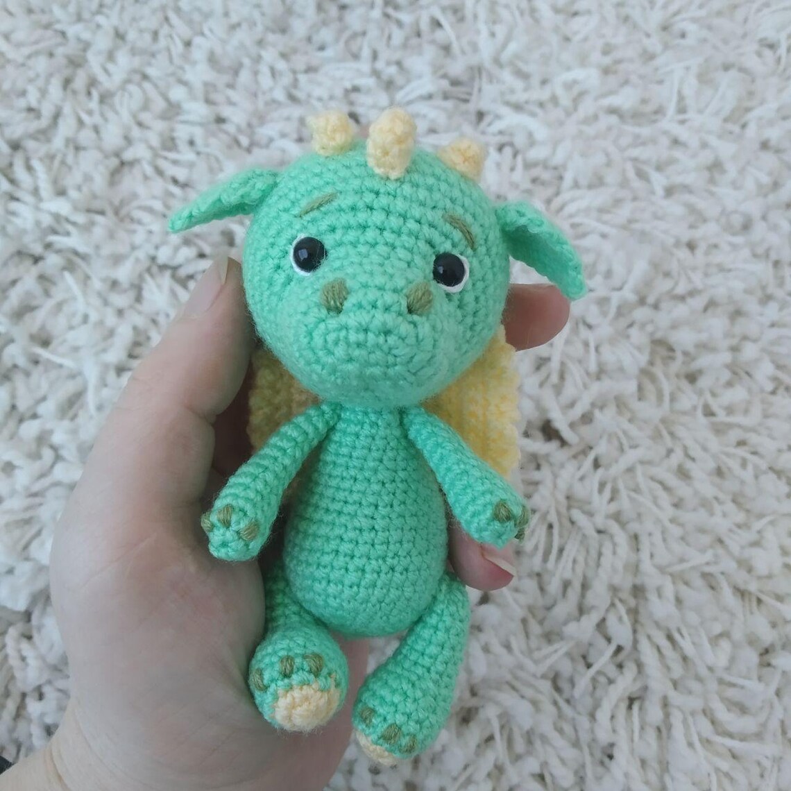 Dragon miniature crochet pattern 4 inch / DIY amigurumi green | Etsy